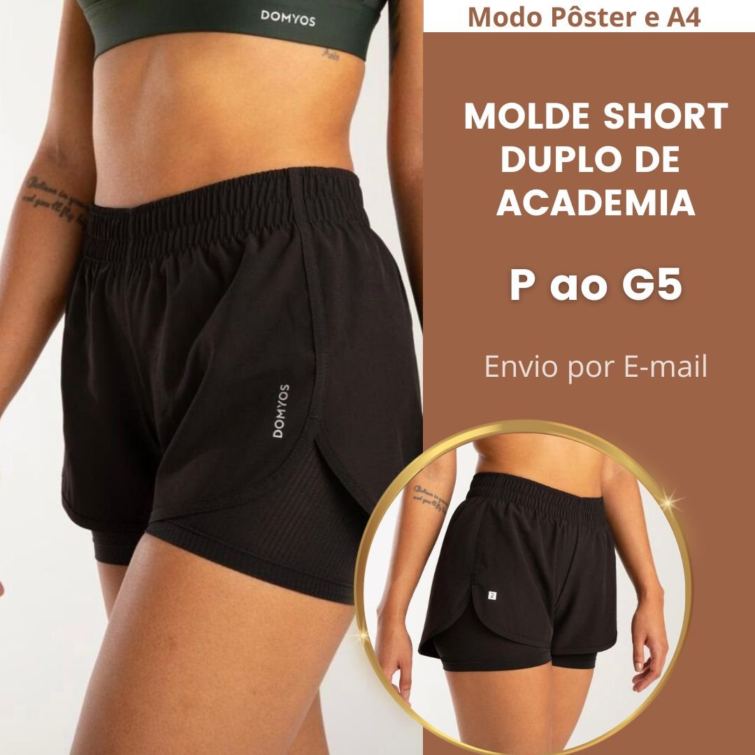 Molde de Short Duplo - Fitness em PDF - Atacadão da Costura